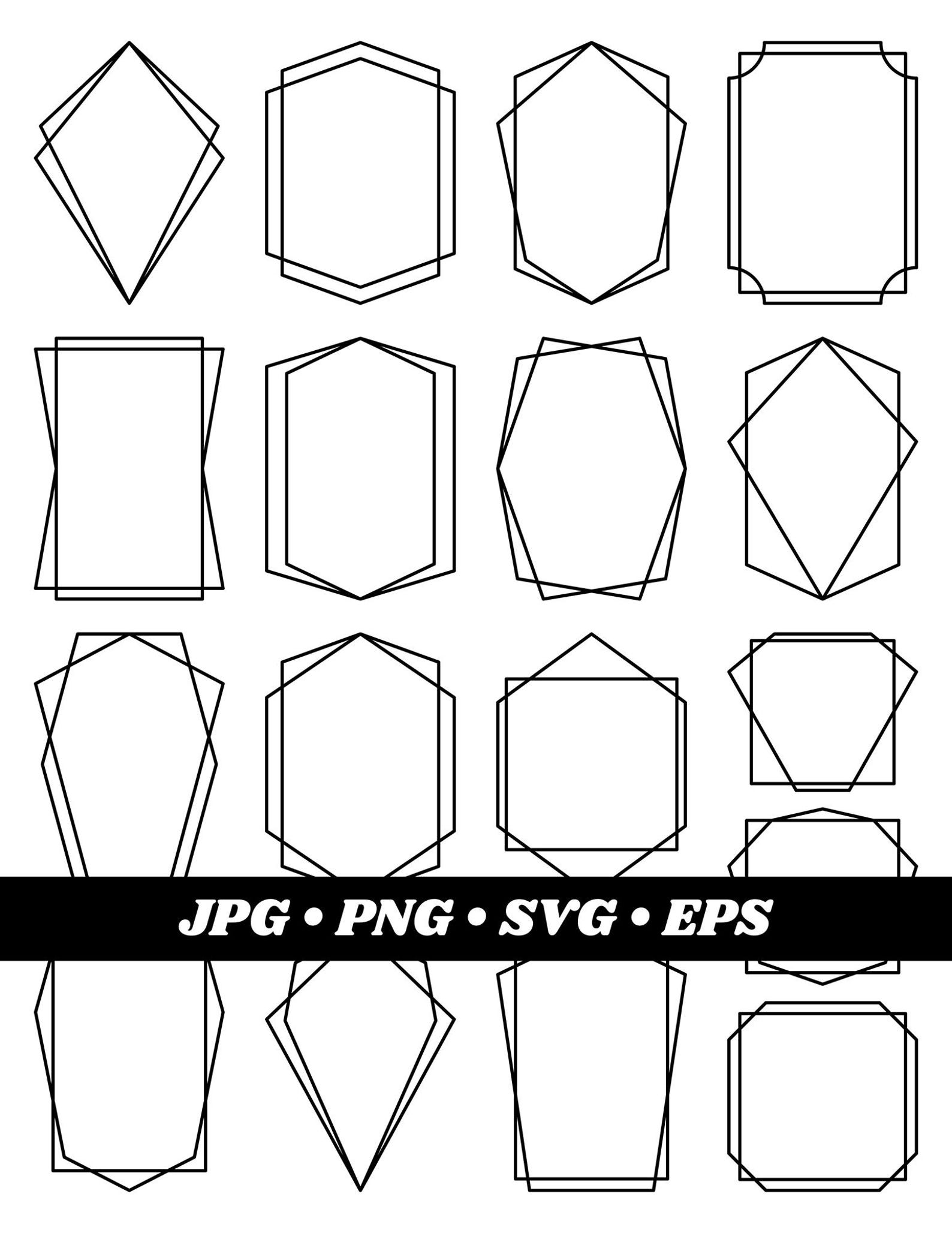 Geometric Digital Frames Clipart, Polygonal Frames, Digital Labels Clip ...
