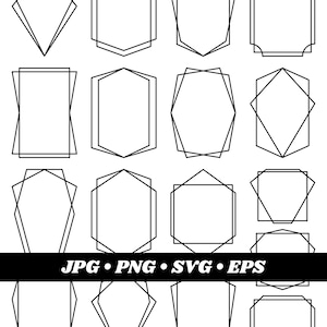 Geometric Digital Frames Clipart, Polygonal Frames, Digital Labels Clip ...