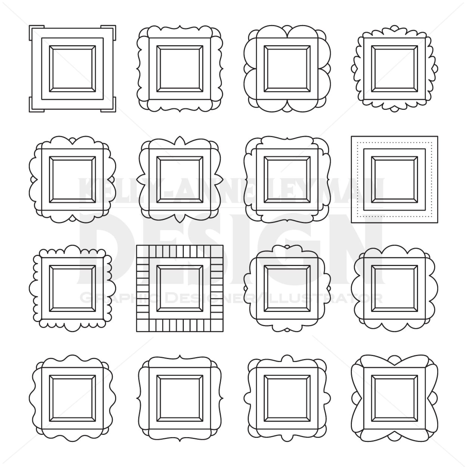 Digital Frames Clipart, Digital Labels Clip Art Set, Square Frames ...