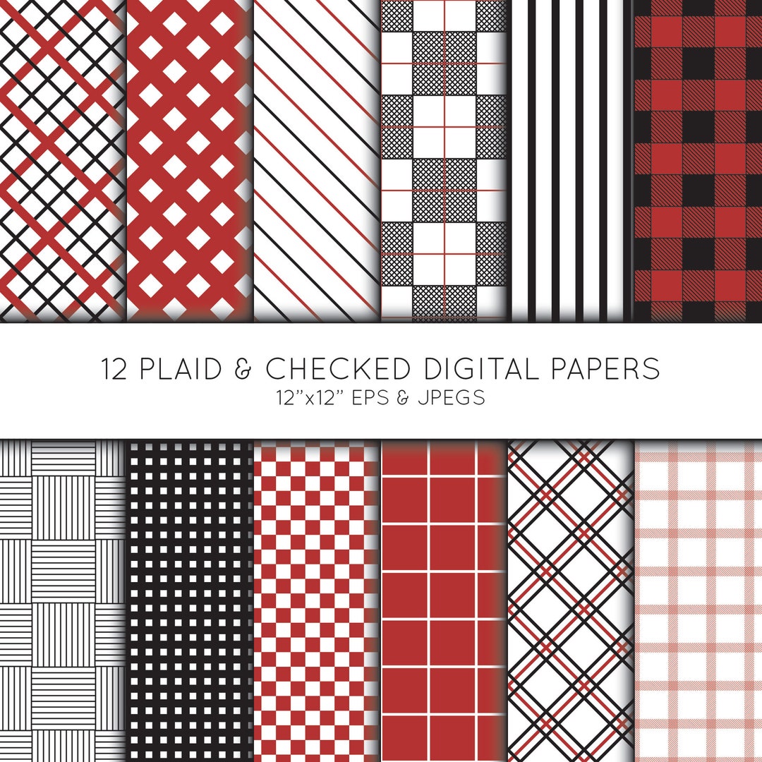 Plaid Digital Paper, Buffalo Plaid Scrapbook Paper, Check Digital Paper ...
