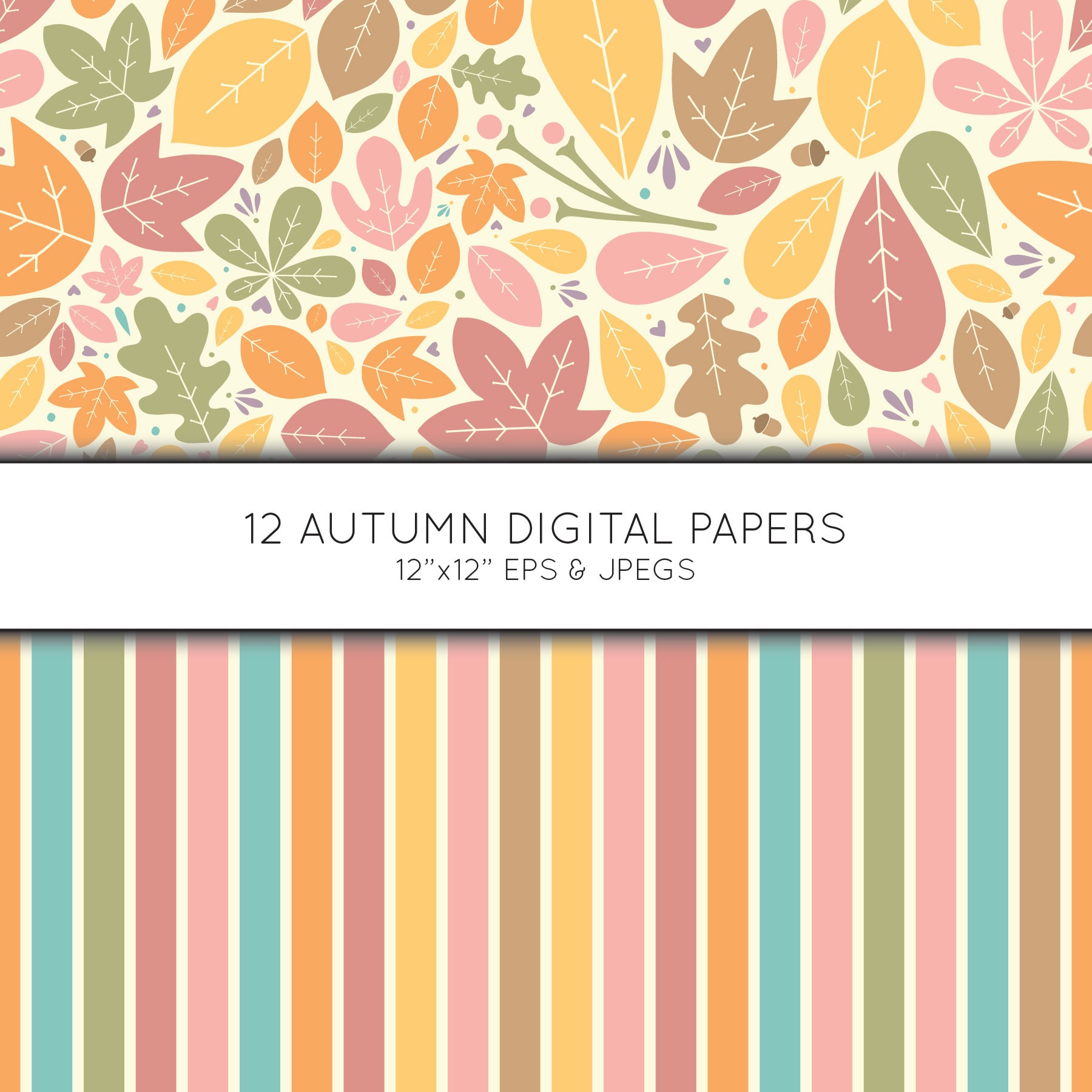 Fall Scrapbook Paper, Autumn Digital Paper, Leaf Digital Paper, Digital ...