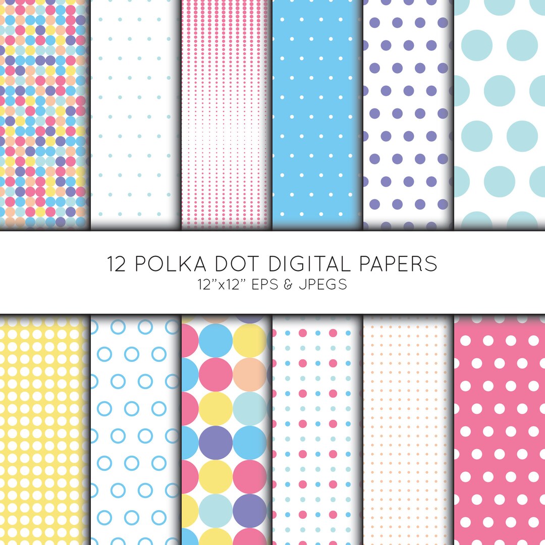 Dot Digital Paper, Polka Dot Scrapbook Paper, Dot Digital Paper Pack ...