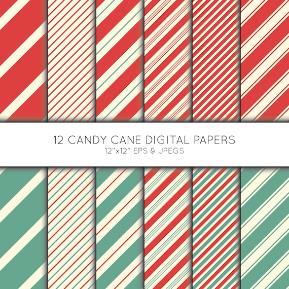 Christmas Digital Paper Holiday Striped Scrapbook paper | Etsy