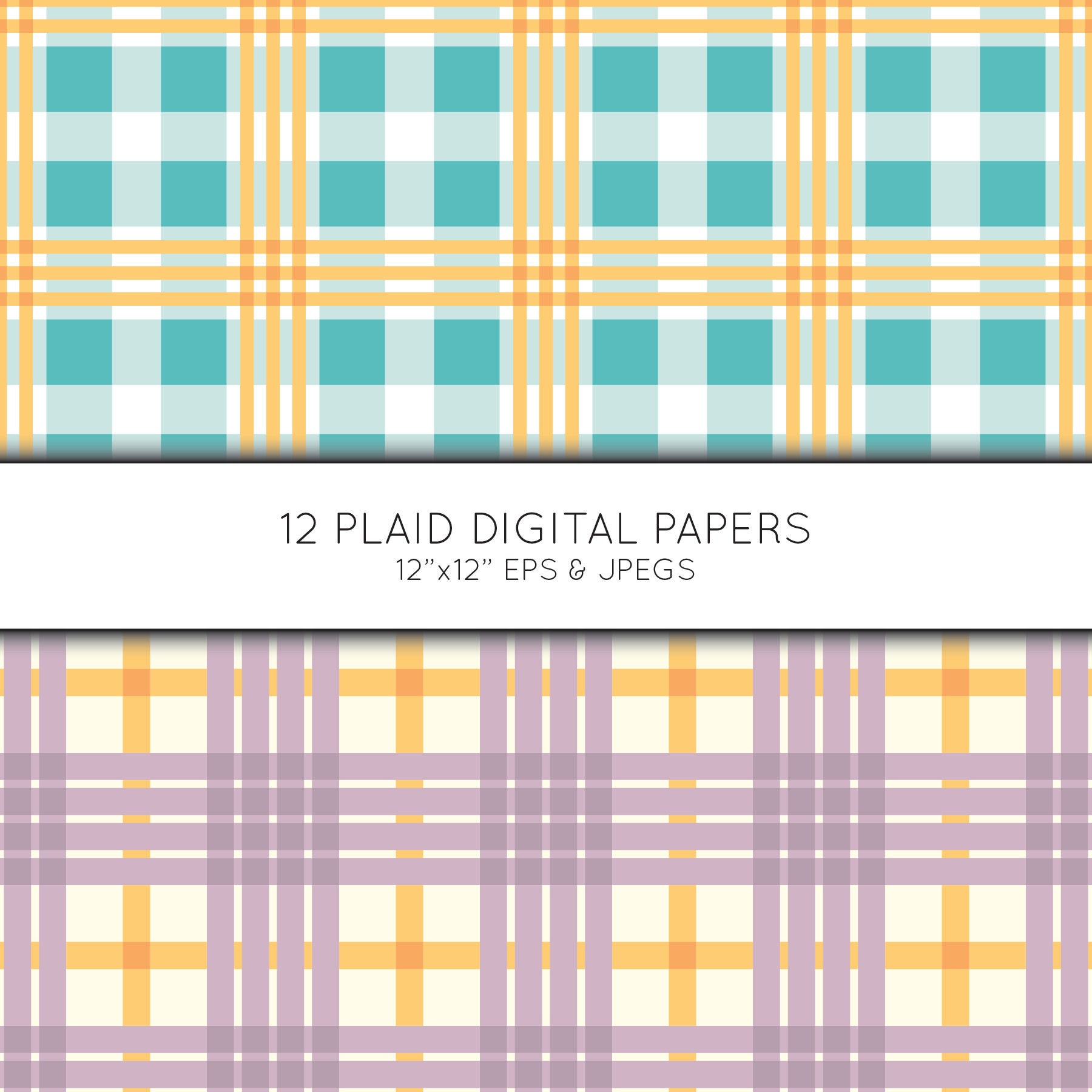 Pastel Plaid Digital Paper, Buffalo Plaid Scrapbook Paper, Check Paper ...