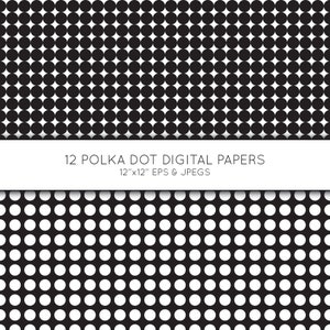 Dot Digital Paper, Polka Dot Scrapbook Paper, Black and White, Dot ...