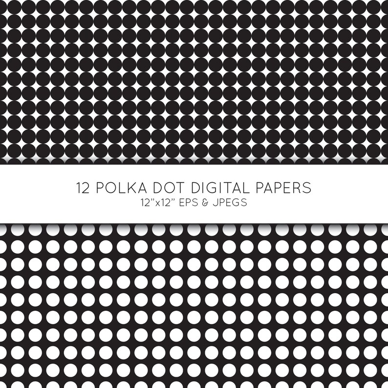 Dot Digital Paper, Polka Dot Scrapbook Paper, Black and White, Dot ...