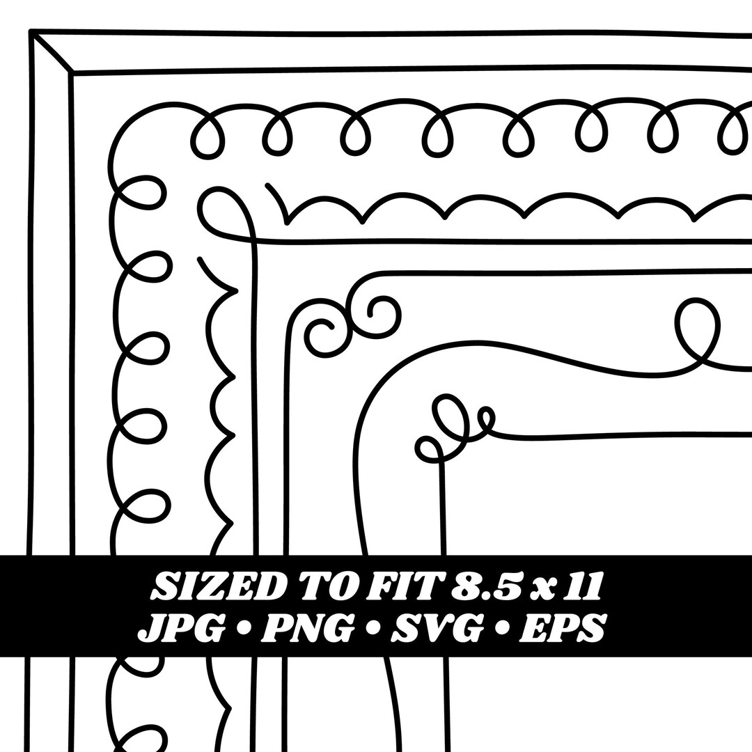 Frames Clipart, Border Clipart, 8.5 X 11, Page Border, Hand Drawn ...