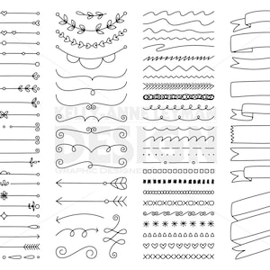 Handdrawn Design Elements Clipart, Border Clipart, Dividers, Ribbons ...