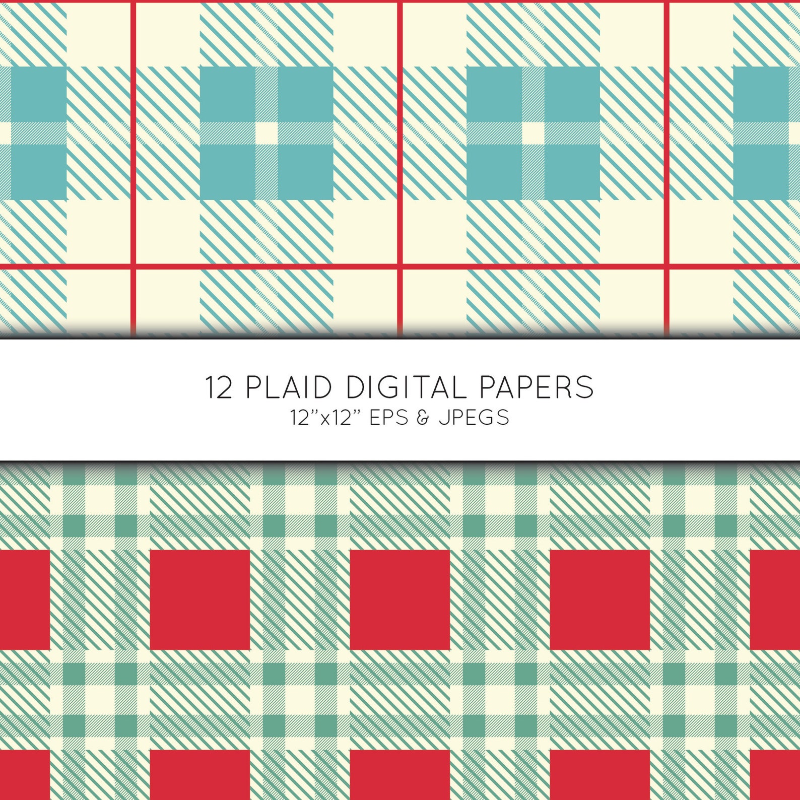 Plaid Digital Paper Buffalo Plaid Scrapbook paper check | Etsy