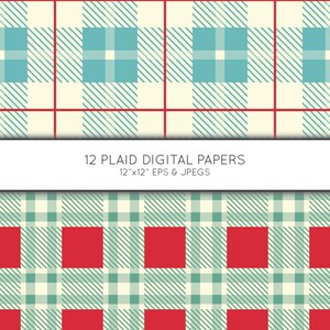 Plaid Digital Paper, Buffalo Plaid Scrapbook Paper, Check Digital Paper ...