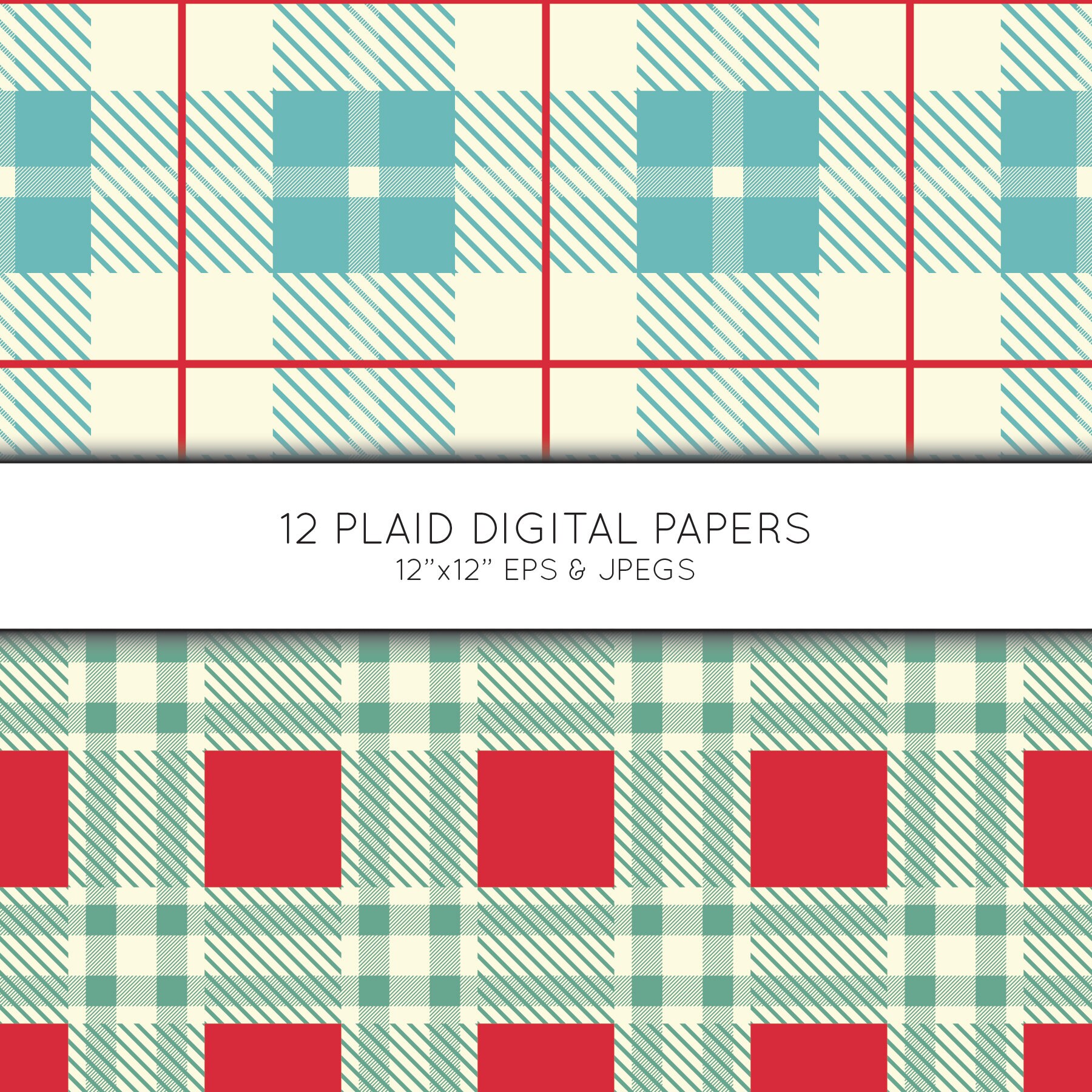 Plaid Digital Paper Buffalo Plaid Scrapbook paper check | Etsy
