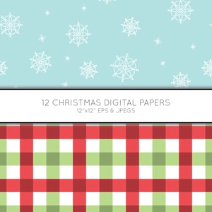 Christmas Digital Paper, Holiday Scrapbook Paper, Digital Paper Pack ...