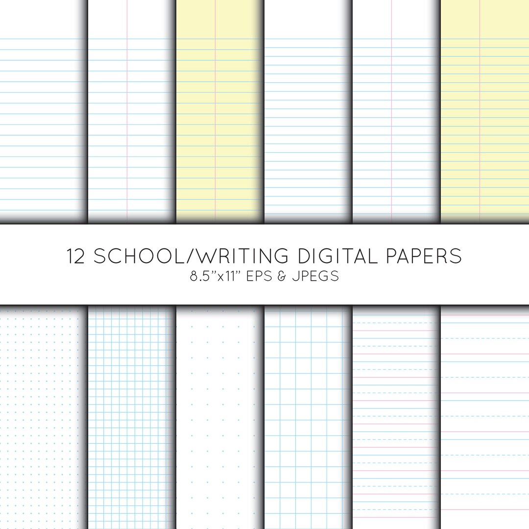 School Digital Paper, Pre School Paper, Writing Paper, Grid Paper ...