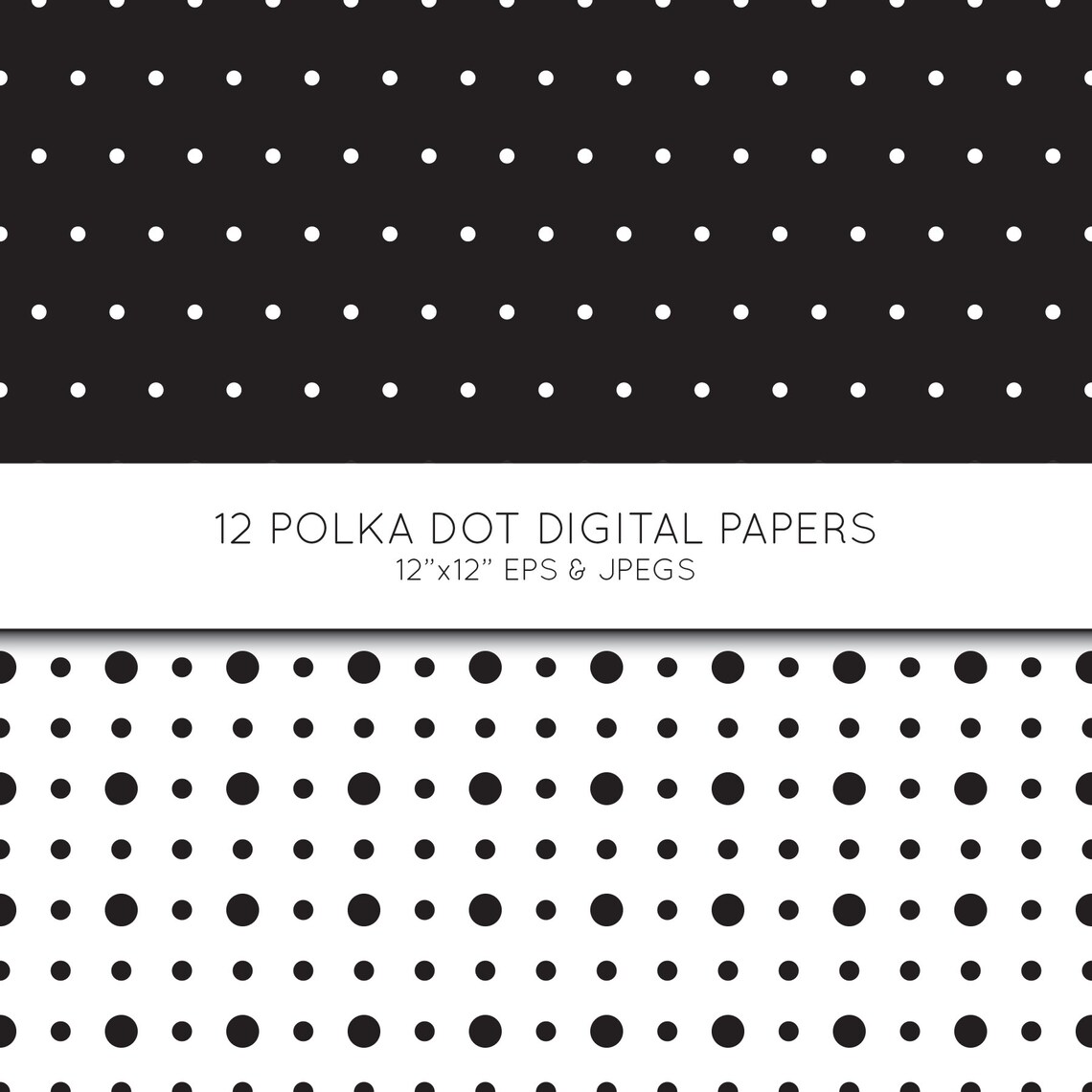 Dot Digital Paper, Polka Dot Scrapbook Paper, Black and White, Dot ...