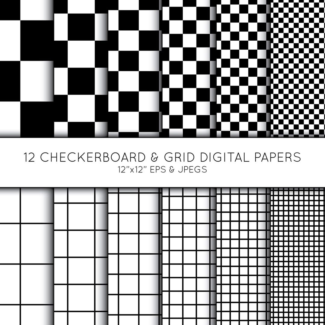 Check Digital Paper, Grid, Checkerboard, Scrapbook Paper, Digital Paper ...