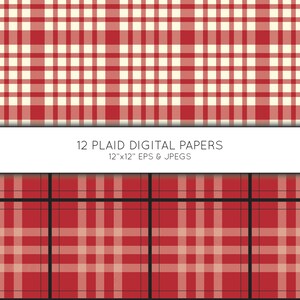 Plaid Digital Paper, Buffalo Plaid Scrapbook Paper, Check Digital Paper ...