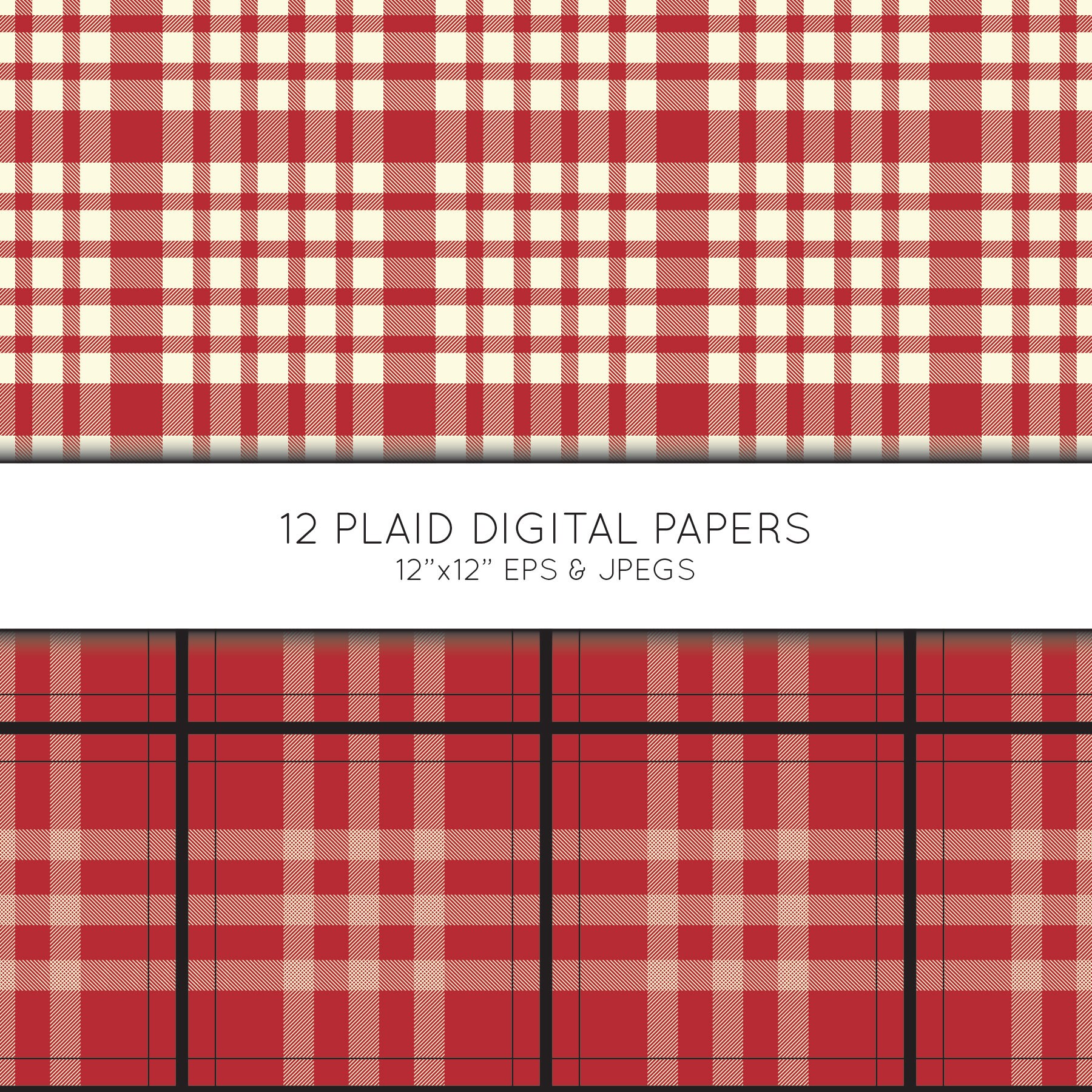 Plaid Digital Paper Buffalo Plaid Scrapbook Paper Check - Etsy