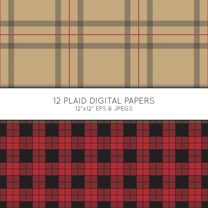 Plaid Digital Paper Buffalo Plaid Scrapbook Paper Check - Etsy
