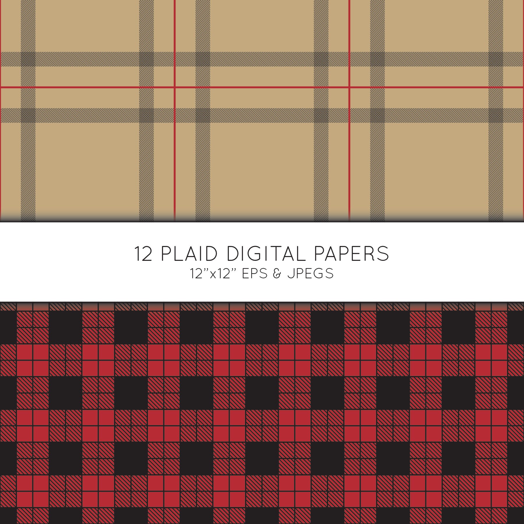 Plaid Digital Paper Buffalo Plaid Scrapbook Paper Check | Etsy