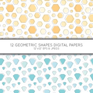 Geometric Digital Paper, Geometric Scrapbook Paper, Digital Paper Pack ...