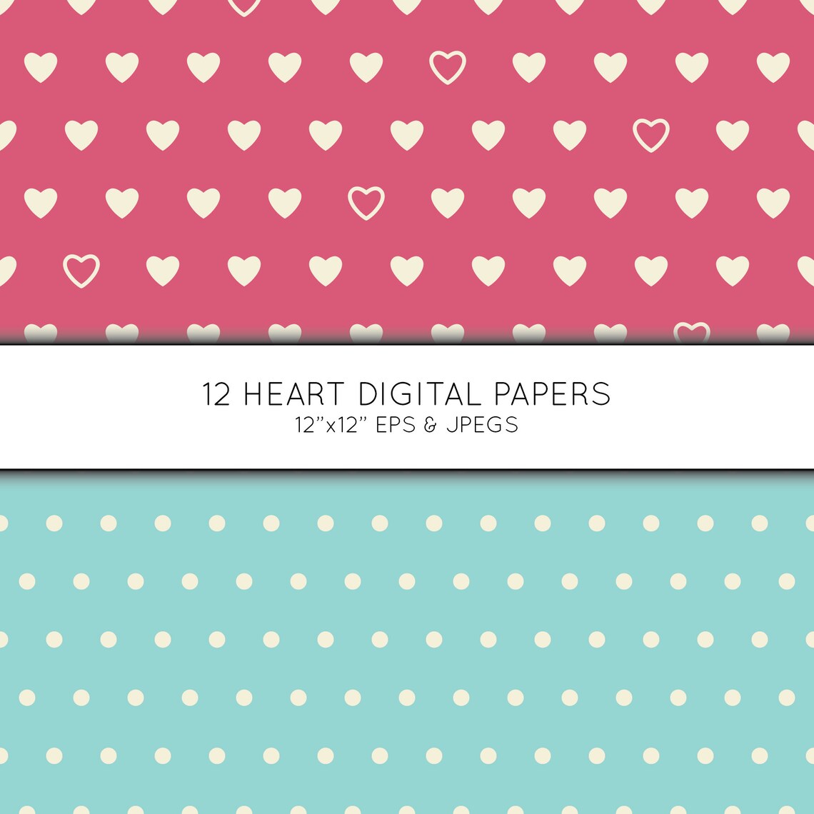 Valentine Digital Paper, Heart Scrapbook Paper, Heart Digital Paper ...