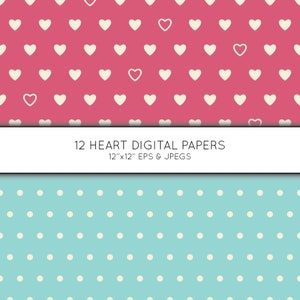Valentine Digital Paper, Heart Scrapbook Paper, Heart Digital Paper ...