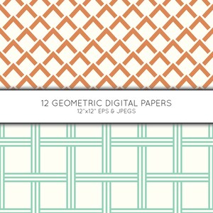 Geometric Digital Paper, Geometric Scrapbook Paper, Digital Paper Pack ...