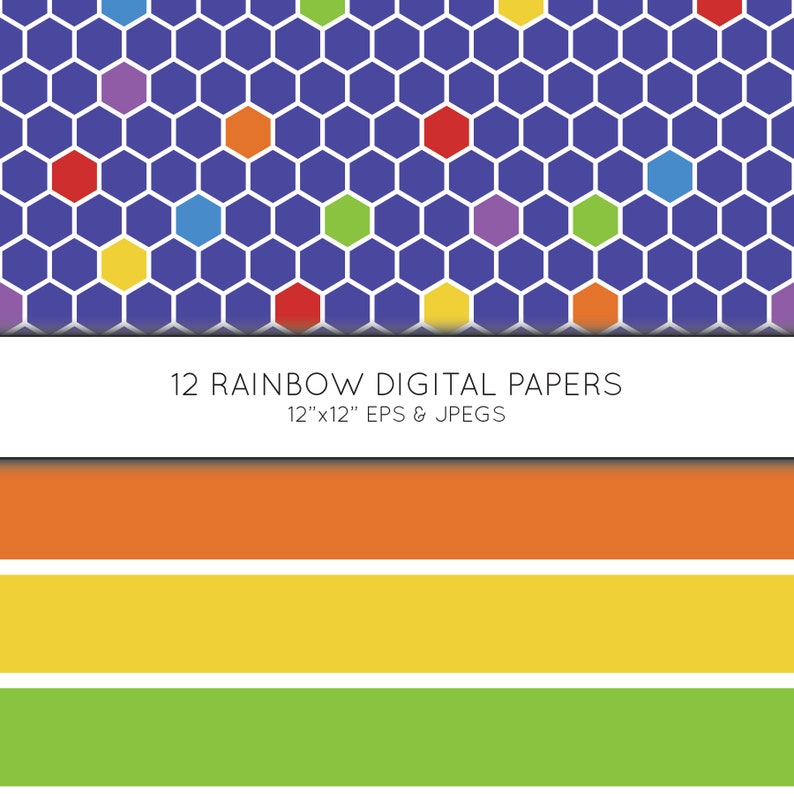 Rainbow Digital Paper, Geometric Scrapbook Paper, Digital Paper Pack ...