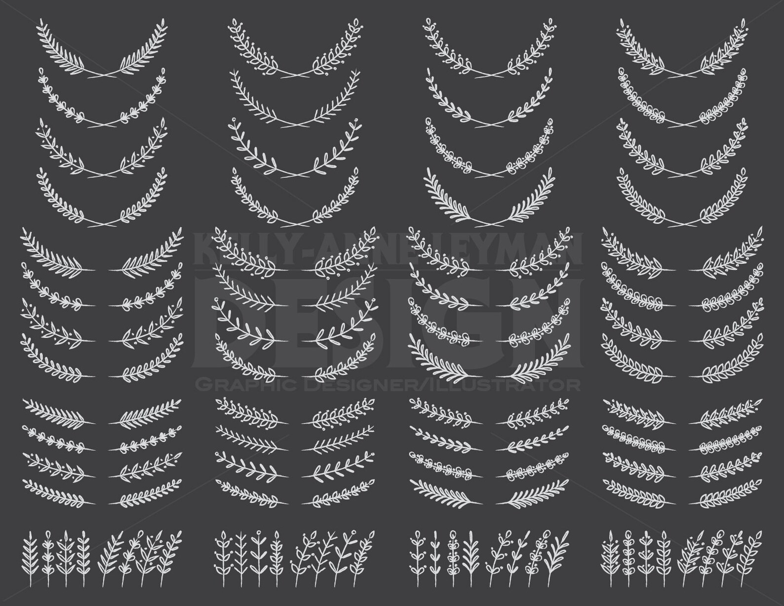 Chalkboard Wreath Clipart Laurel Clipart Digital Decorative - Etsy