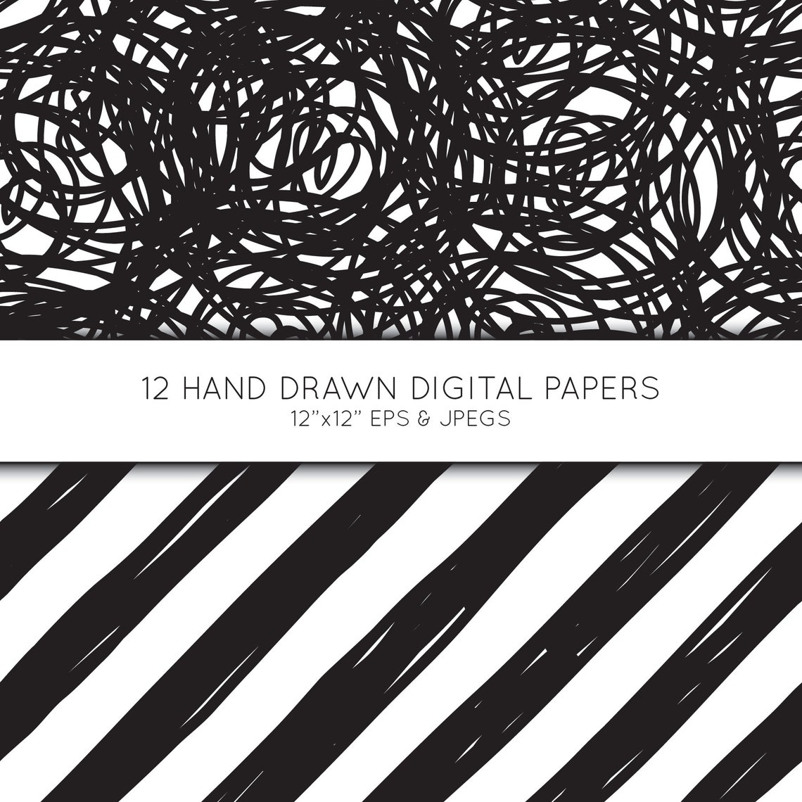 Hand Drawn Scrapbook Paper Doodle Digital Paper Minimalist | Etsy