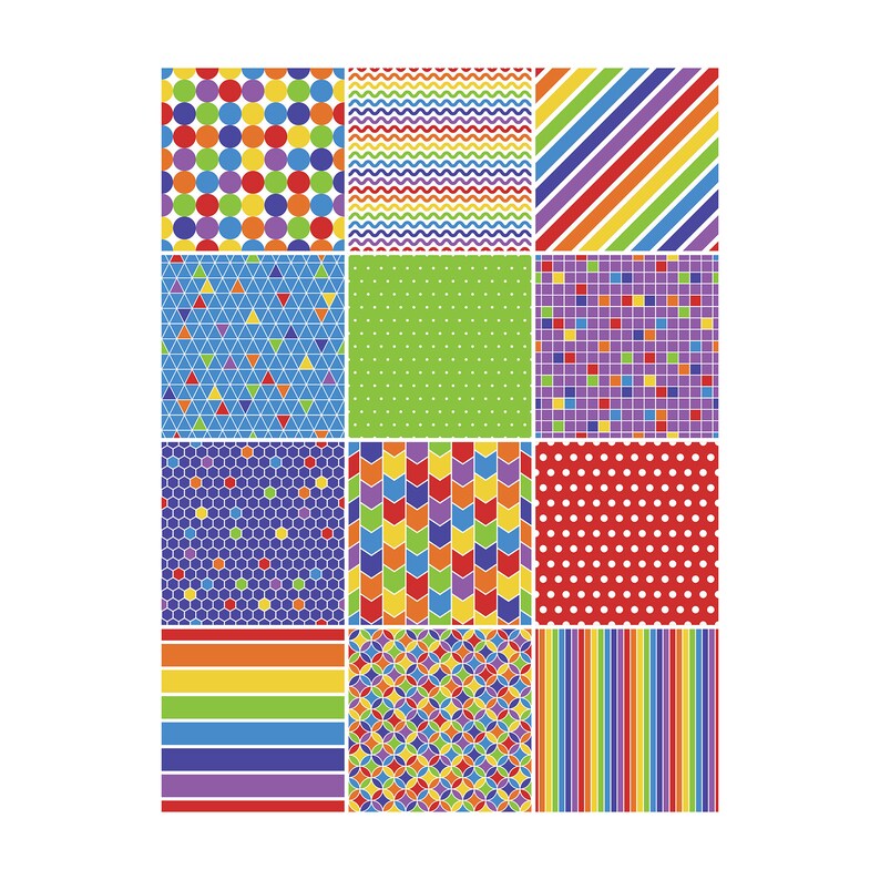 Rainbow Digital Paper, Geometric Scrapbook Paper, Digital Paper Pack ...