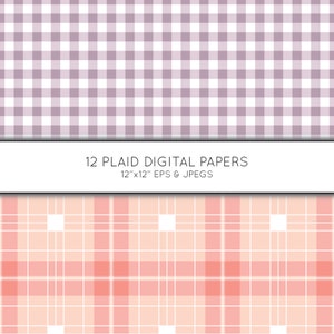 Plaid Digital Paper, Buffalo Plaid Scrapbook Paper, Check Digital Paper ...