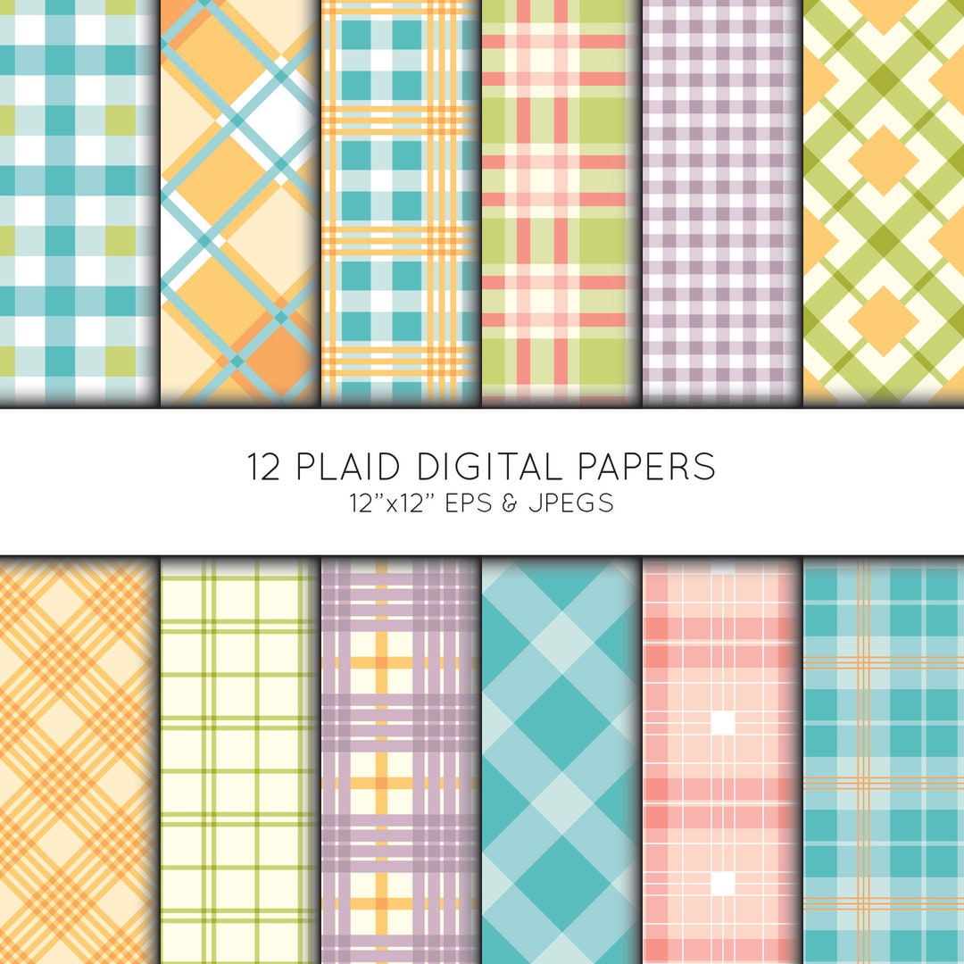 Plaid Digital Paper, Buffalo Plaid Scrapbook Paper, Check Digital Paper ...