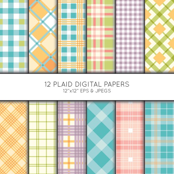 Plaid Digital Paper Buffalo Plaid Scrapbook Paper Check | Etsy