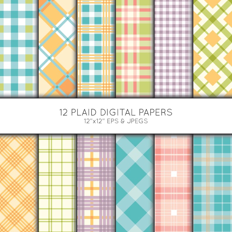 Plaid Digital Paper, Buffalo Plaid Scrapbook Paper, Check Digital Paper ...