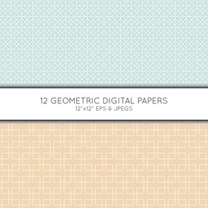 Geometric Digital Paper, Geometric Scrapbook Paper, Digital Paper Pack ...
