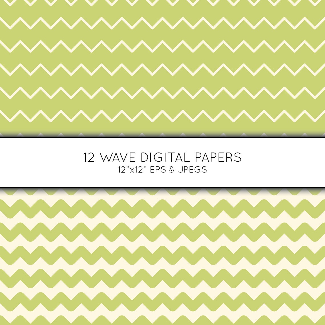Geometric Wave Digital Paper, Scalloped Digital Paper, Stripe Scrapbook ...