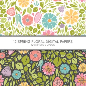 Floral Digital Paper, Flower Scrapbook Paper, Digital Paper Pack ...