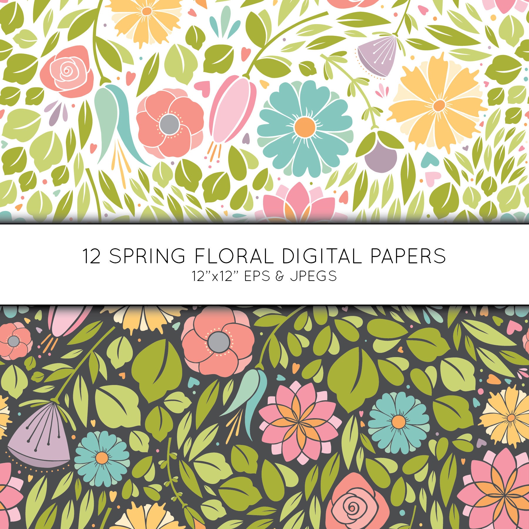 Floral Digital Paper Flower Scrapbook Paper Digital Paper - Etsy