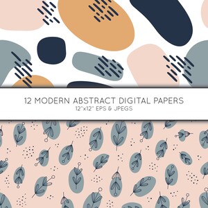Abstract Digital Paper, Modern Scrapbook Paper, Boho Digital Paper Pack ...