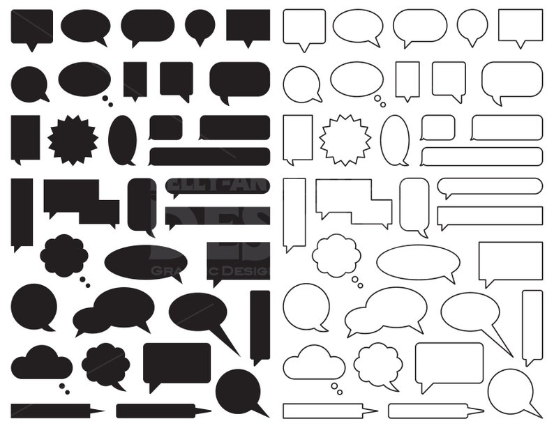 Speech Bubble Clipart, Text Bubble Clipart, Comic Bubble, Thought ...