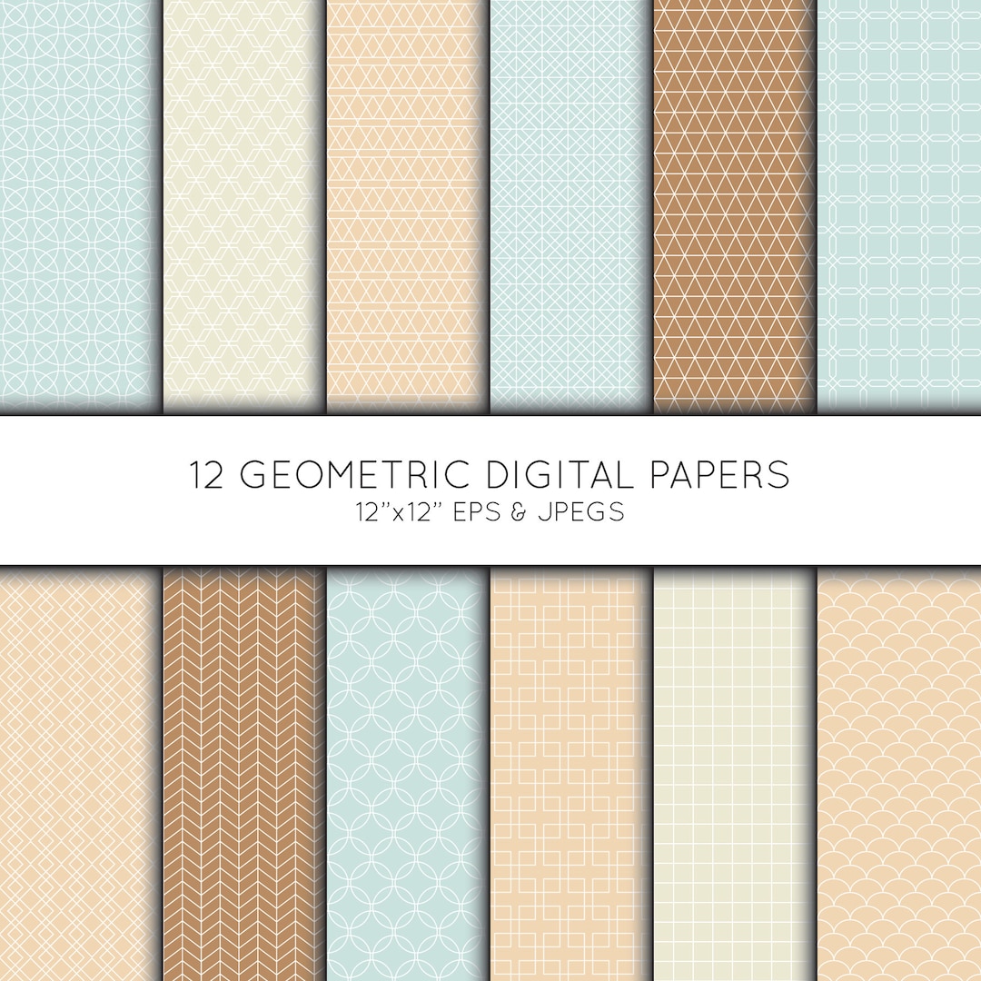 Geometric Digital Paper, Geometric Scrapbook Paper, Digital Paper Pack ...