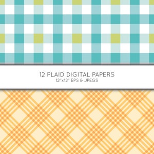 Pastel Plaid Digital Paper, Buffalo Plaid Scrapbook Paper, Check Paper ...