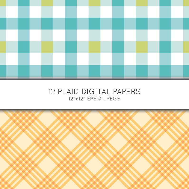 Plaid Digital Paper, Buffalo Plaid Scrapbook Paper, Check Digital Paper ...