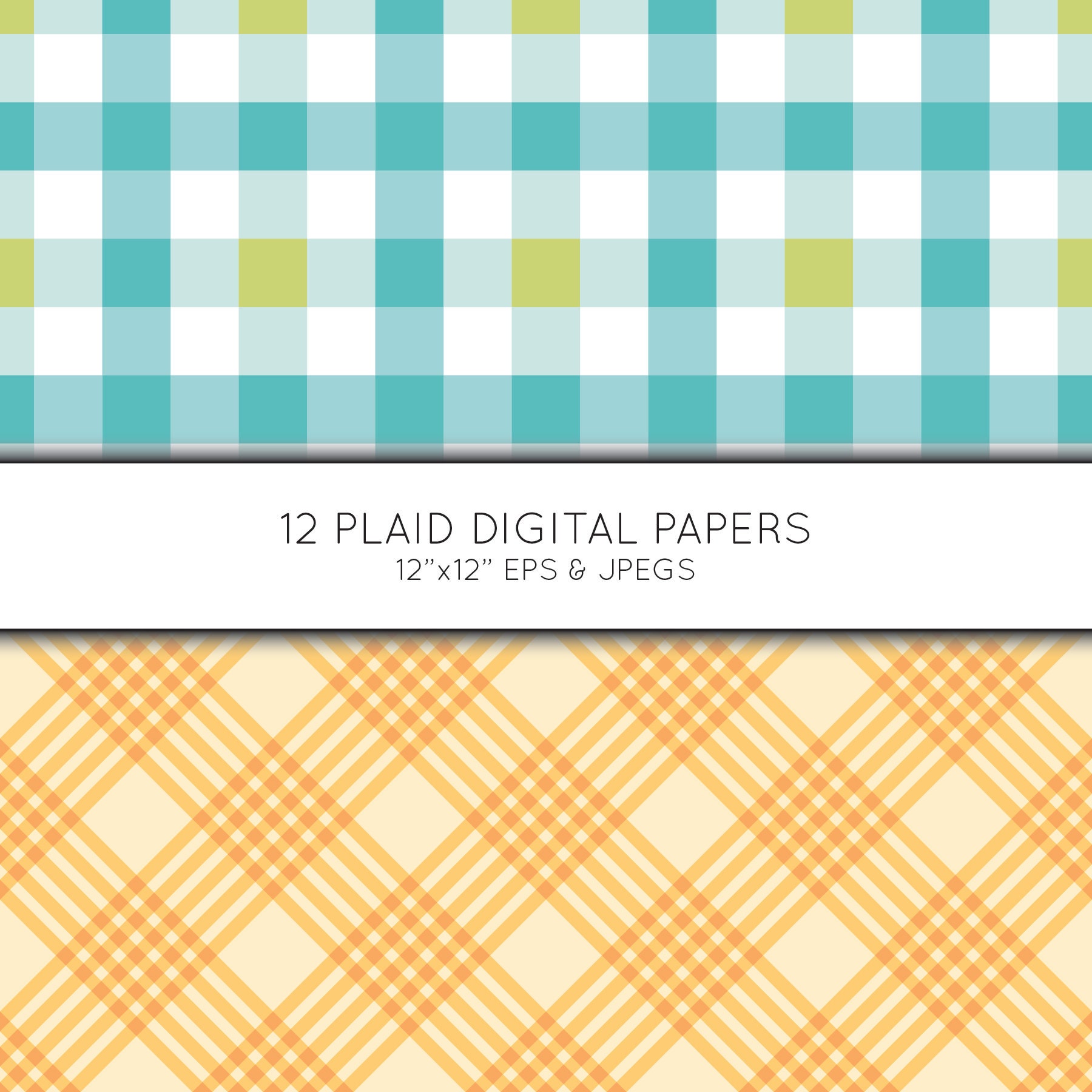 Pastel Plaid Digital Paper, Buffalo Plaid Scrapbook Paper, Check Paper ...