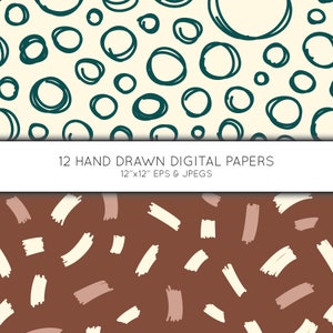Hand Drawn Scrapbook Paper, Doodle Digital Paper, Minimalist, Boho ...