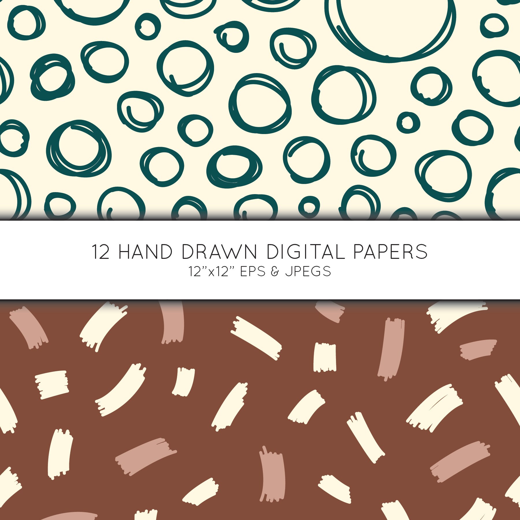 Hand Drawn Scrapbook Paper, Doodle Digital Paper, Minimalist, Boho ...