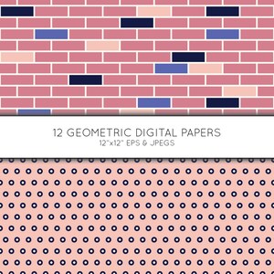 Geometric Digital Paper, Geometric Scrapbook Paper, Digital Paper Pack ...