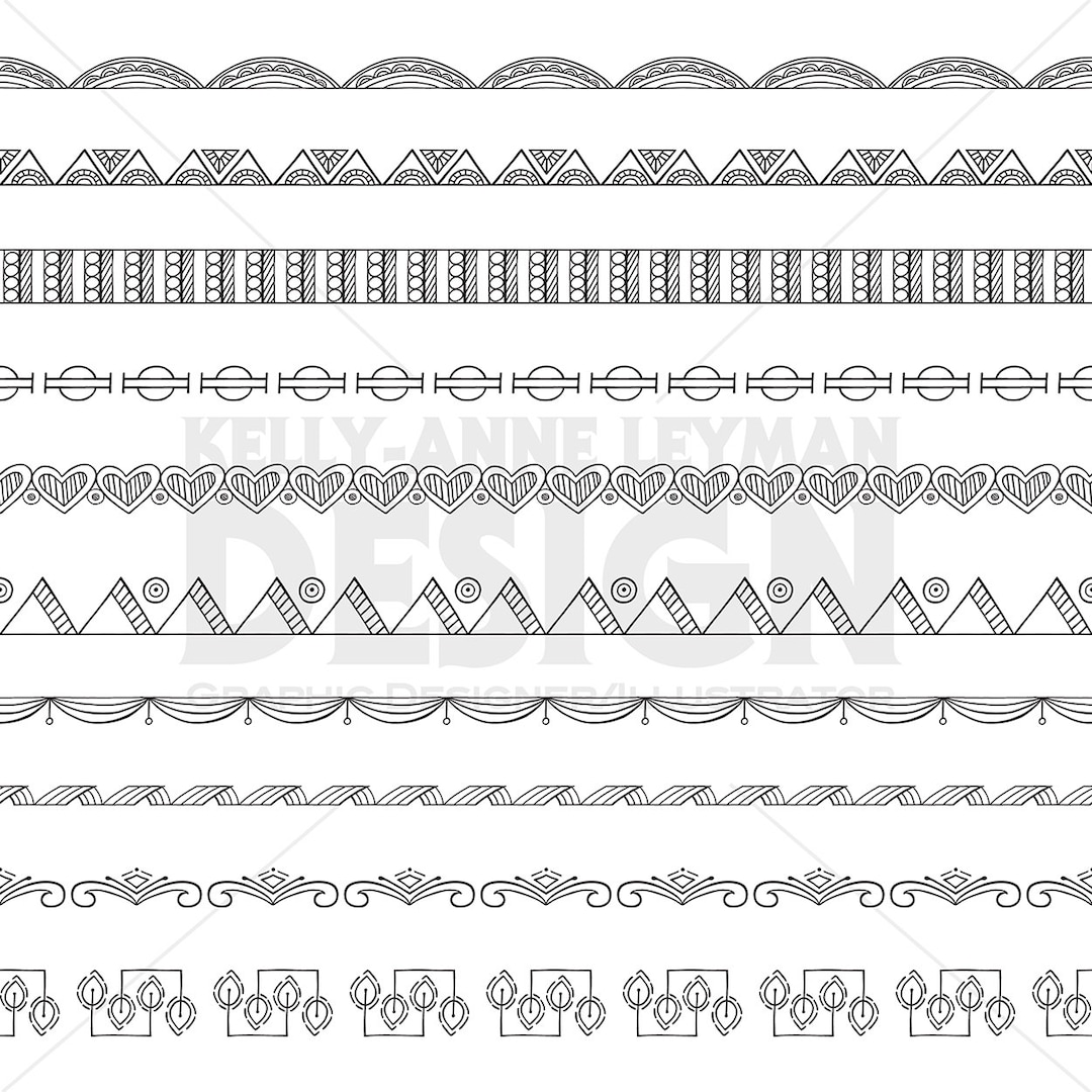 Doodle Digital Border Clipart, Digital Frame Clip Art, Seamless Clip ...