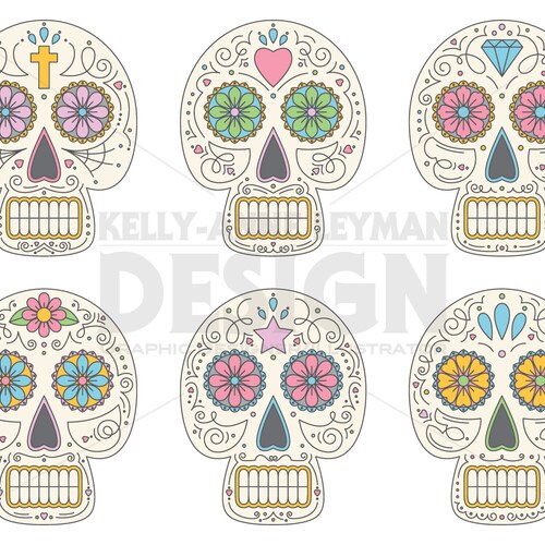 Day of the Dead Skull Clipart Clip Art Sugar Skulls Clipart - Etsy